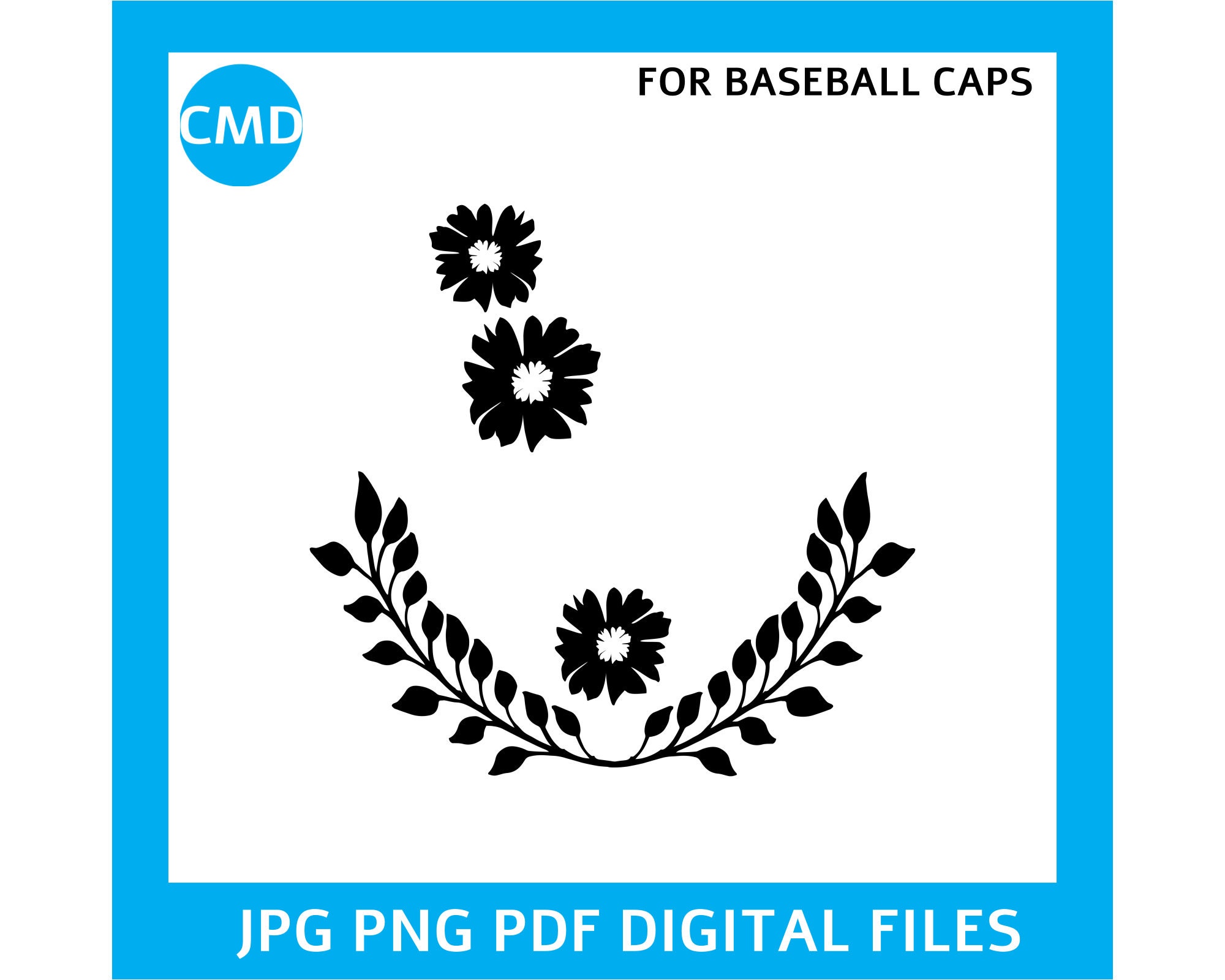 Flower Vine Baseball Hat Burning Design, DIY Ball Cap Burning Stencil ...