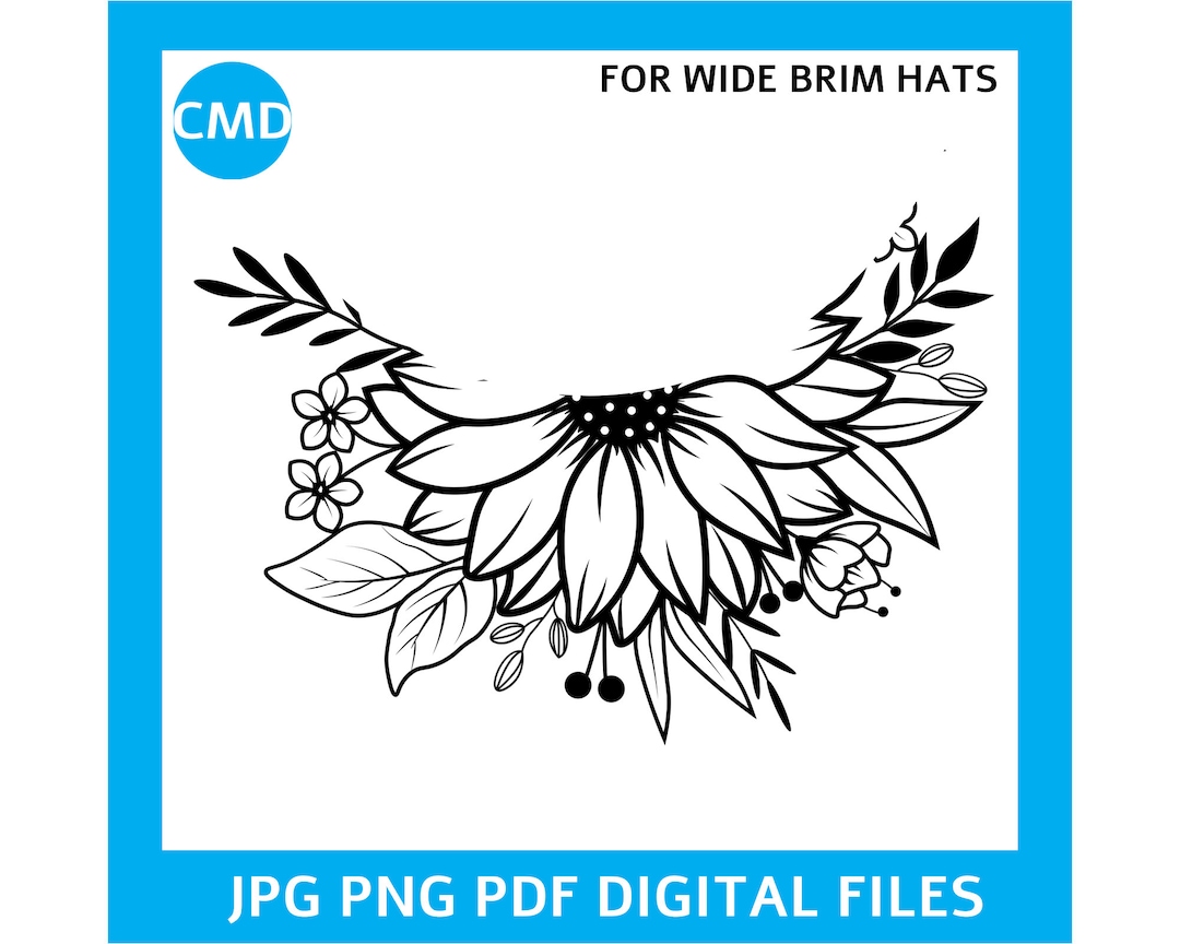 Sunflower Floral Hat Burning Design, for Wide Brim Hats, Sunflower ...