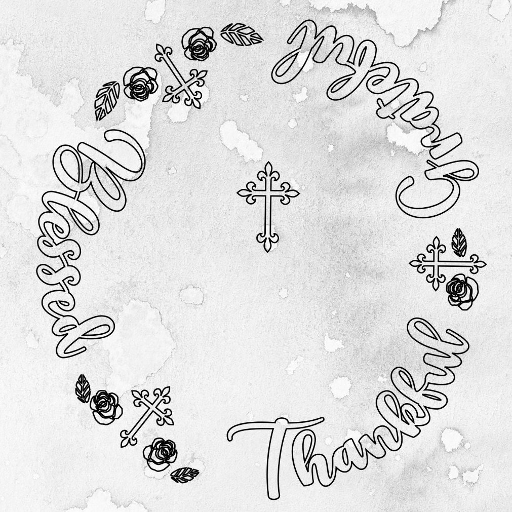 Traceable Thankful Grateful Blessed Hat Burning Design, Christian Cross ...