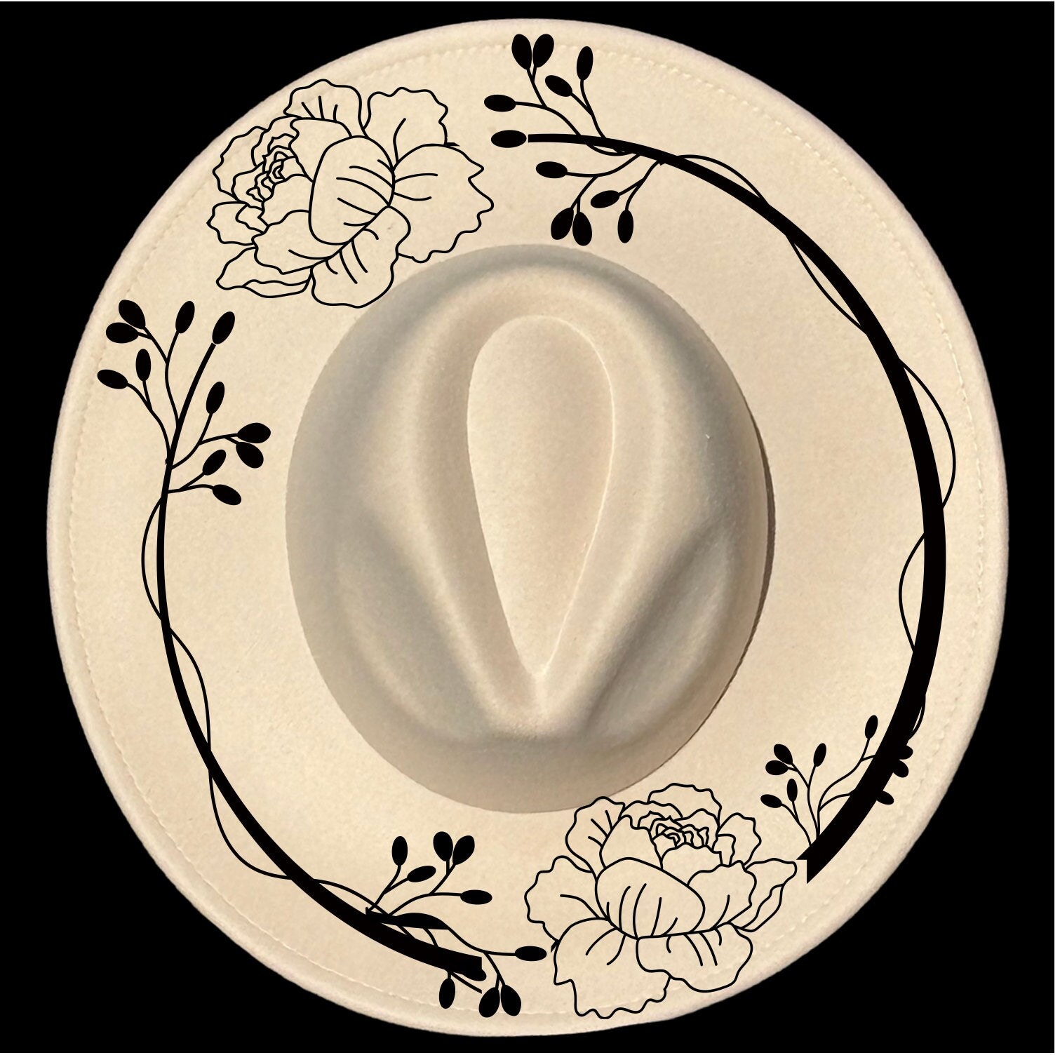 Peonies WIDE Brim Hat Burning Design, Traceable Pattern for Hats, Tool ...