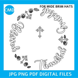 Traceable Thankful Grateful Blessed Hat Burning Design, Christian Cross ...