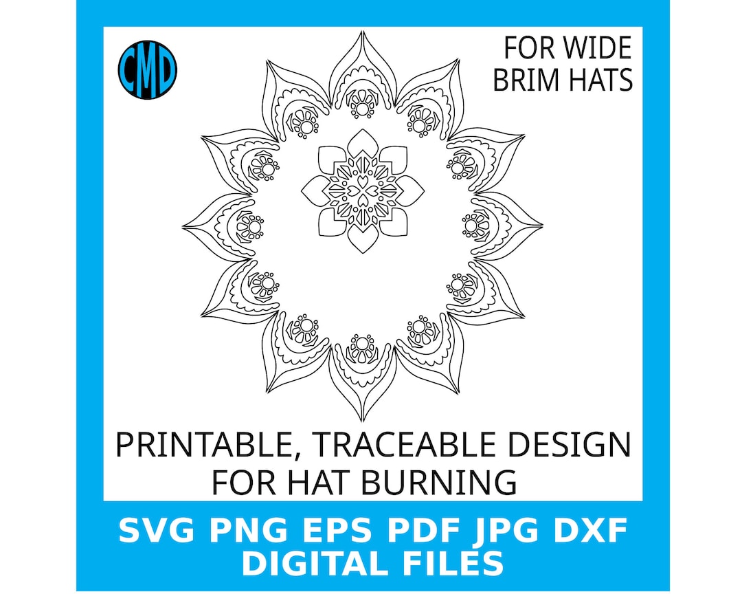 Mandala Hat Burning Design, Wide Brim Hats, Traceable Pyrography ...