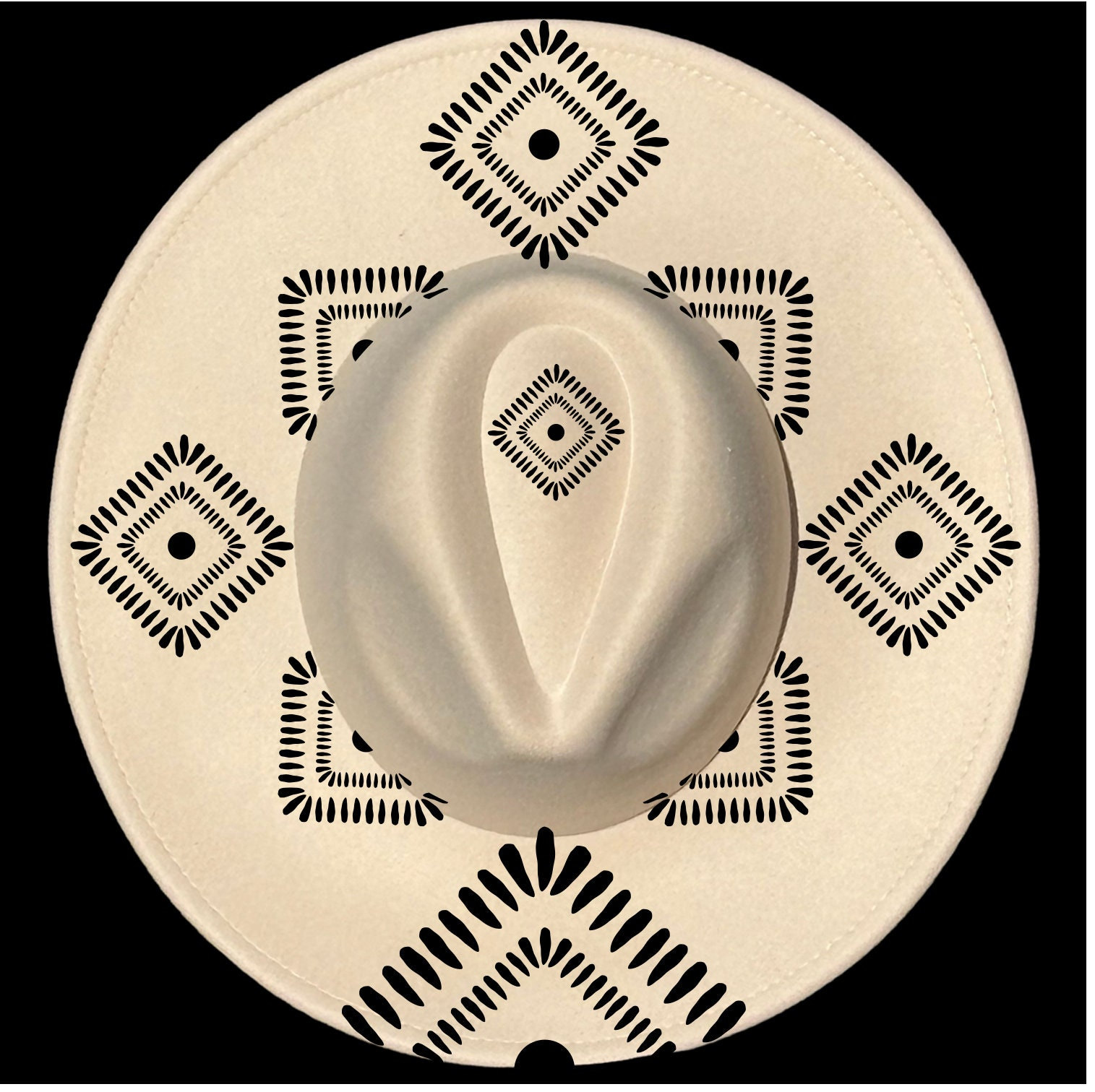 Aztec Boho Hat Burning Design, Wide Brim Hats, Pyrography Pattern ...