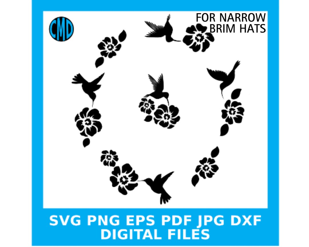 Stencils for Hat Burning SVG, Hummingbird Hat Burning Pattern, Narrow ...