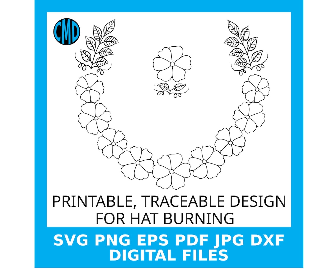 Traceable Hat Burning Design, Floral Template, Print and Trace on Your Hat, Burn Your Own Fedora ...