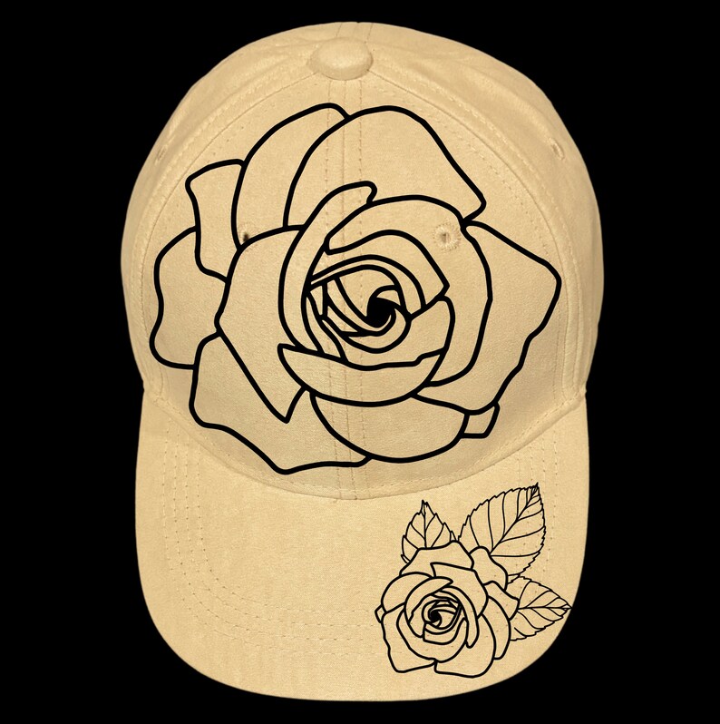 Giant Rose Baseball Hat Burning Design, Floral Ball Cap, DIY Pyrography ...