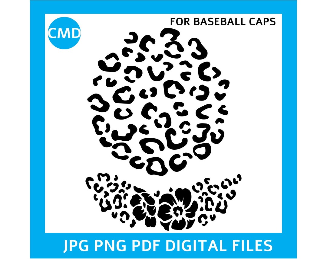 Cheetah and Posies Baseball Hat Burning Design, Leopard Pattern, Ball ...