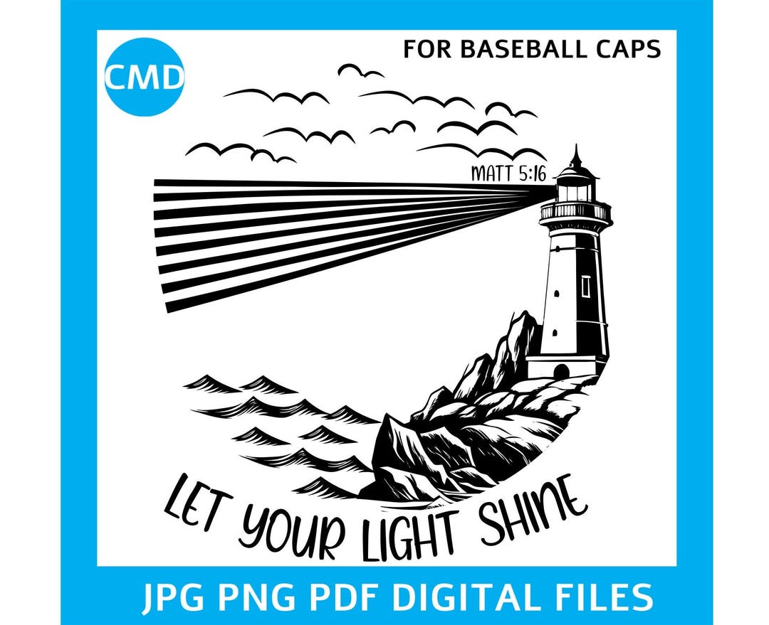 Shine Your Light Baseball Hat, Lighthouse Pattern, Christian Ball Cap ...