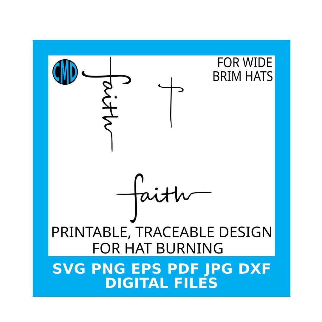 Faith Cross Hat Burning Design, Wide Brim Pattern, Christian Religious ...