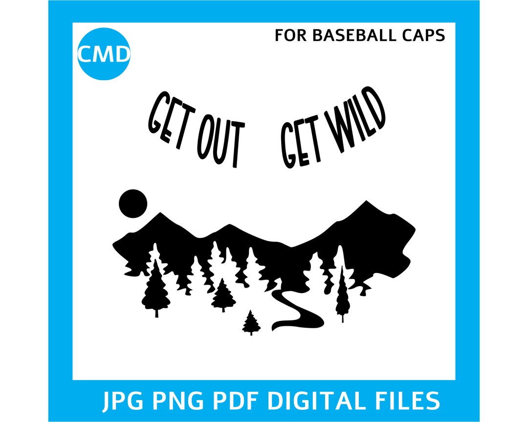 Mountains Baseball Hat Burning Design, Pine Tree Pattern, Wilderness ...