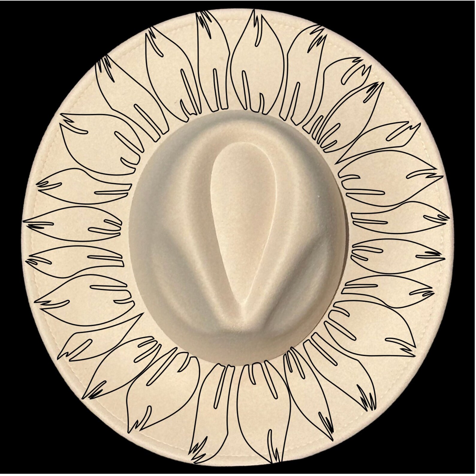 Sunflower, Traceable Hat Burning Design, for WIDE BRIM Hats, Print ...