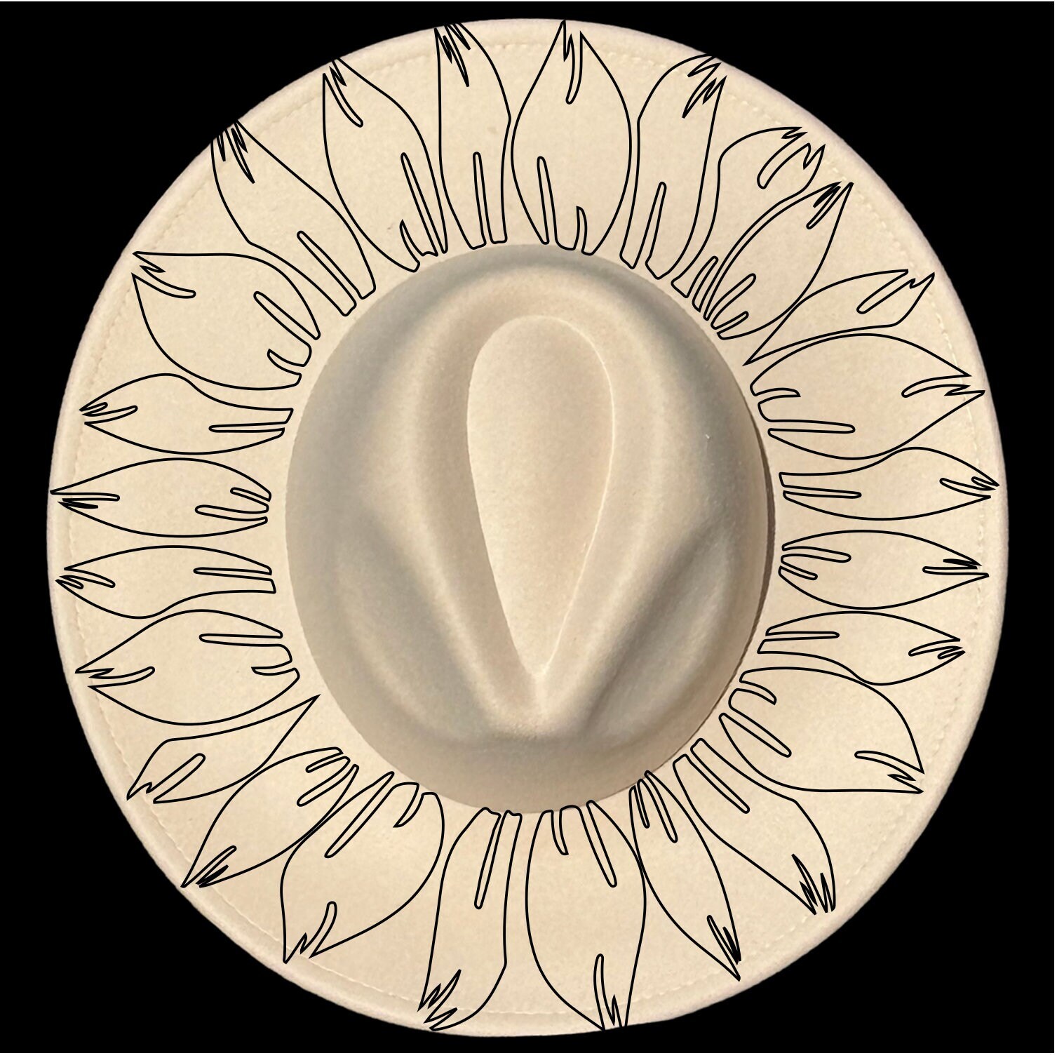 Sunflower, Traceable Hat Burning Design, for WIDE BRIM Hats, Print ...