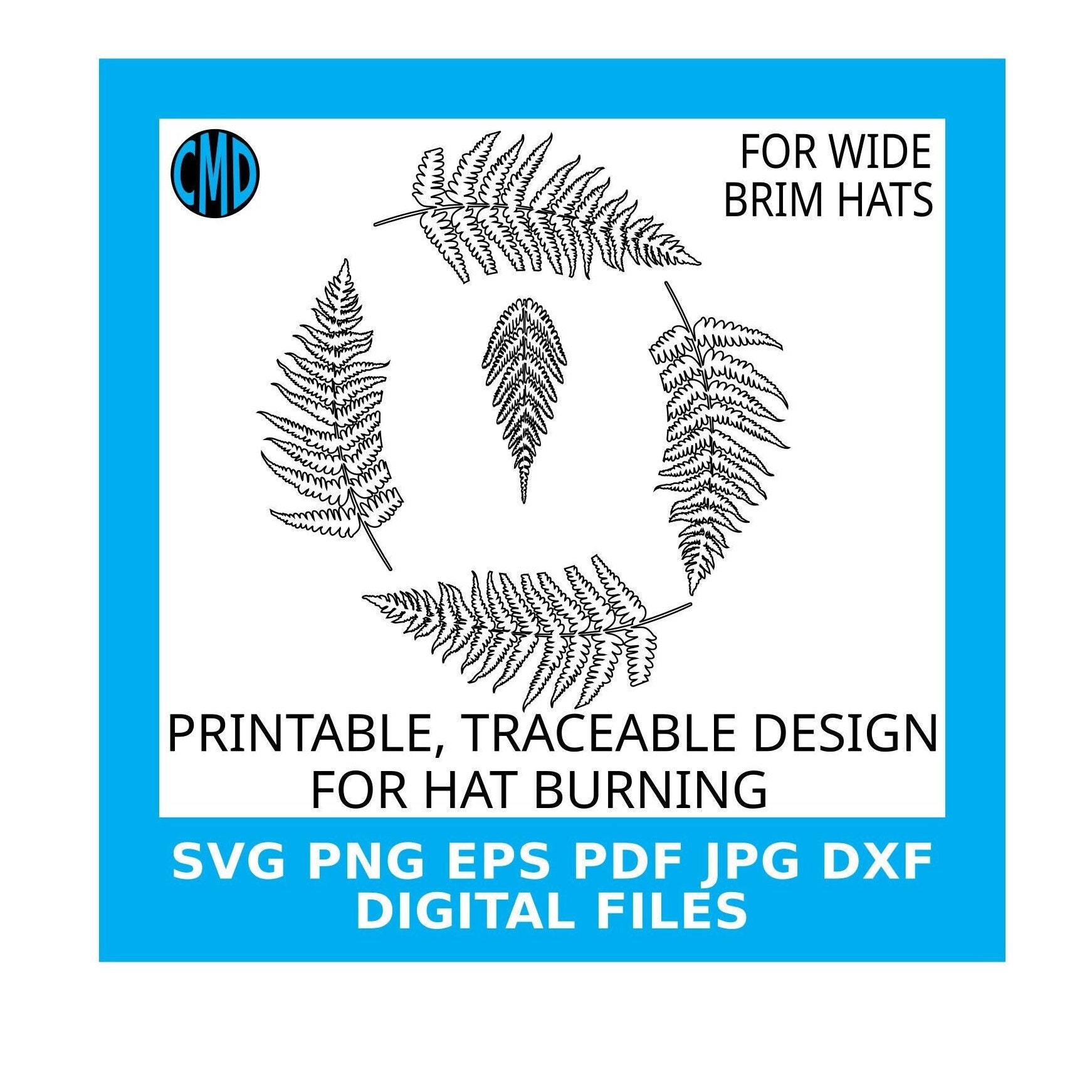 Fern Wreath Hat Burning Design, Music Festival, Pyrography Template ...