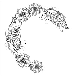 Feathers and Flowers Hat Burning Design, Feather Pattern, Wide Brims ...