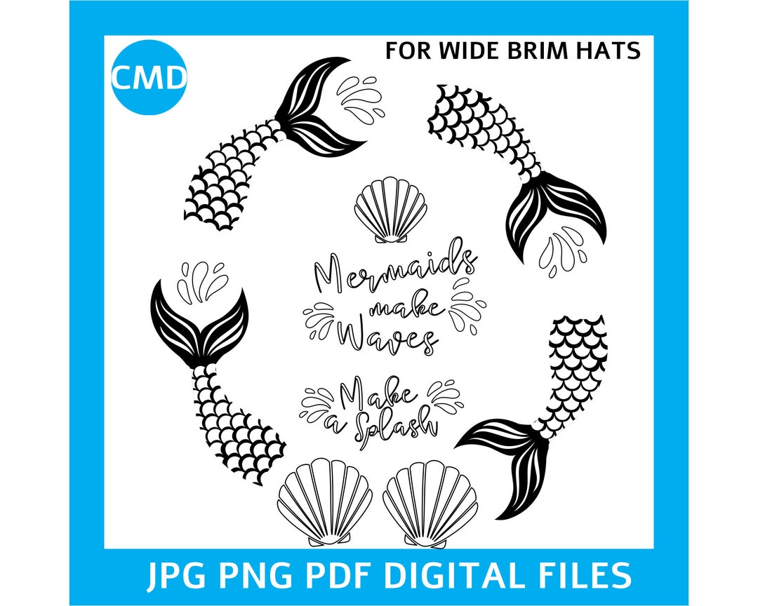 Traceable, Mermaids Make Waves Hat Burning Design, Sea Shells Mermaid ...