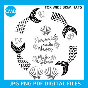 Traceable, Mermaids Make Waves Hat Burning Design, Sea Shells Mermaid ...