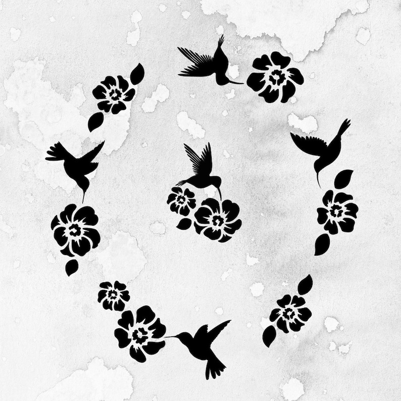 Stencils for Hat Burning SVG, Hummingbird Hat Burning Pattern, Narrow ...