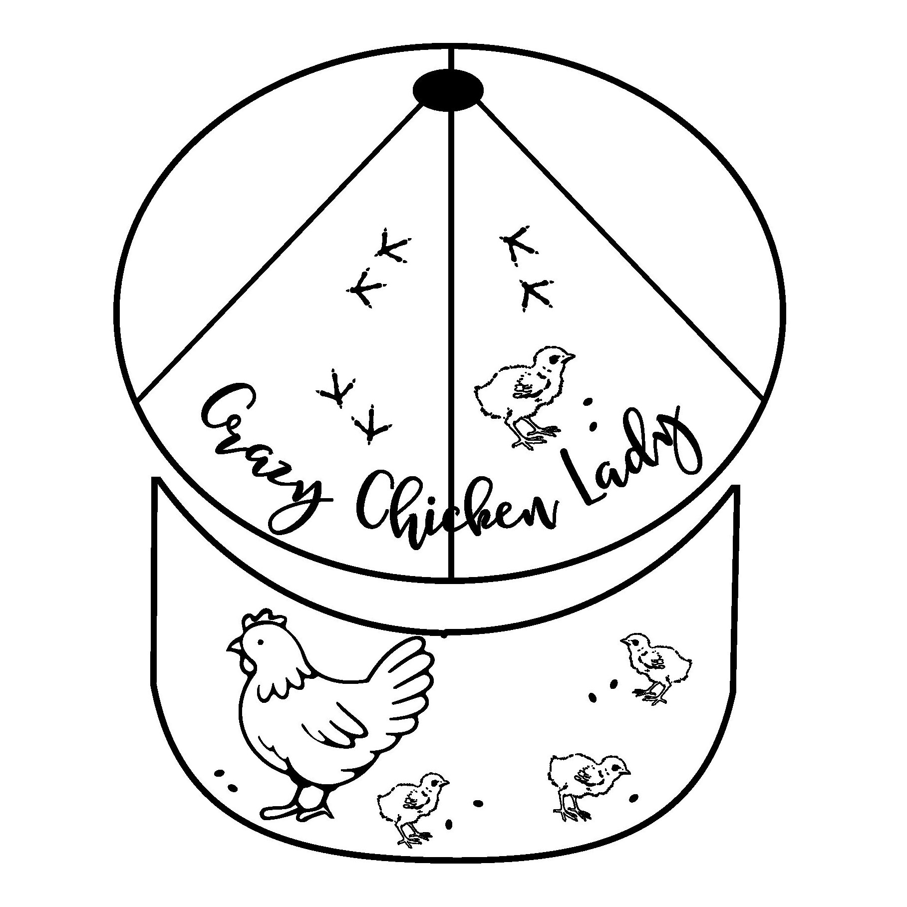 Crazy Chicken Lady Baseball Hat Burning Design, Hen and Chicks Pattern ...