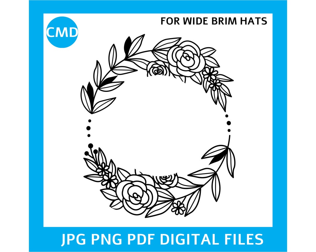 Floral Wreath Hat Burning Design, for WIDE Brim Hats, Traceable Hat ...