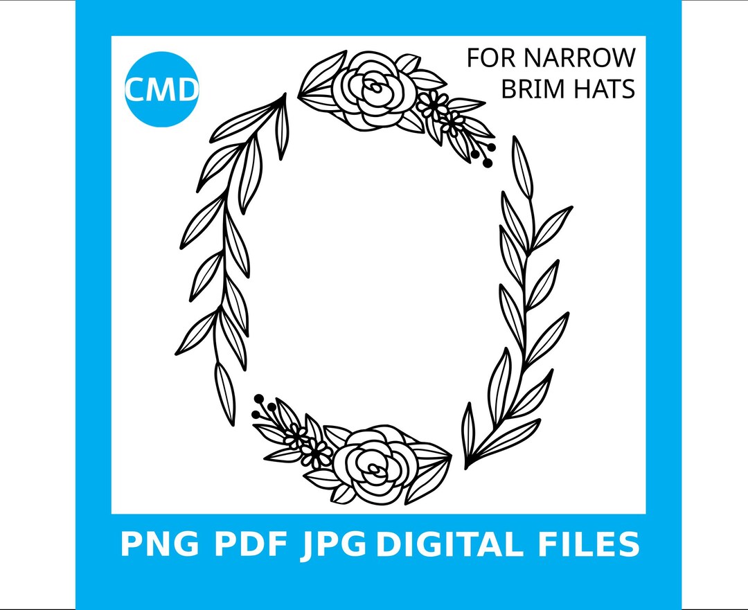 Flowers and Vine Hat Burning Design, Floral Vine Pattern, for Narrow ...