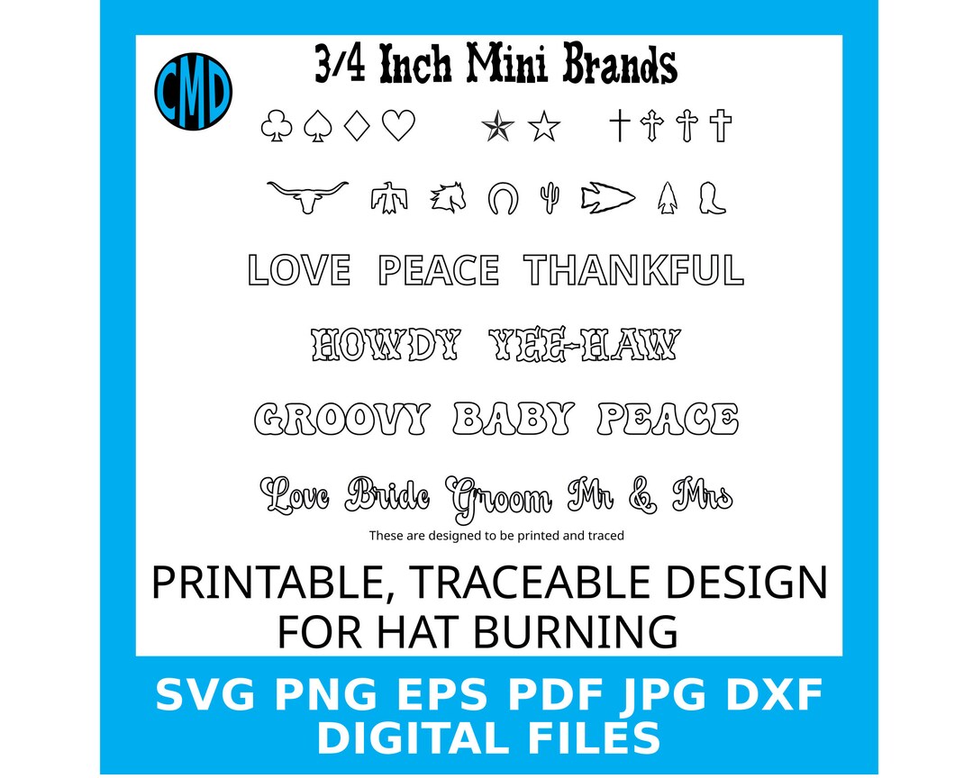 Traceable, Mini Brands for Hat Burning, Symbols and Phrases to Burn on ...