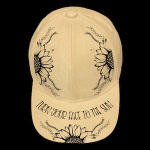 Face the Sunflower Baseball Hat Burning Design, Sun Flower Pattern ...