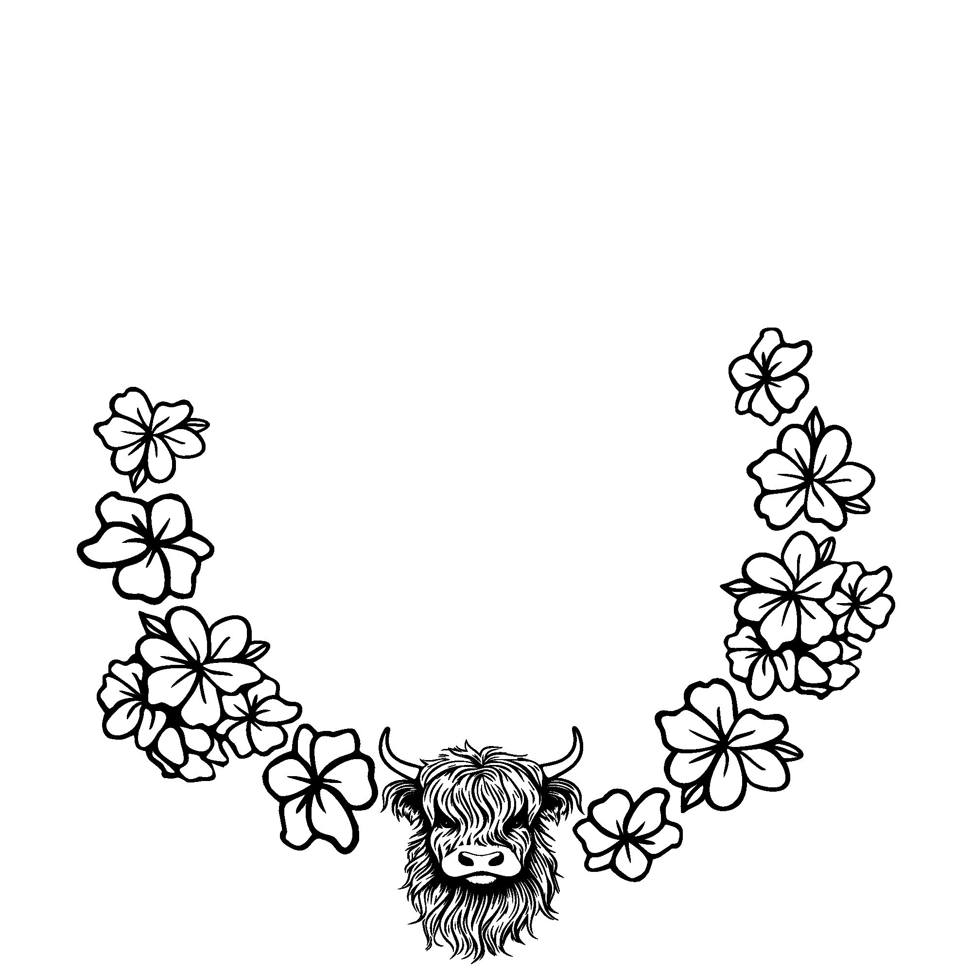 Highland Cow Hat Burning Design, Floral Pattern, Wide Brim Hats, Cute ...