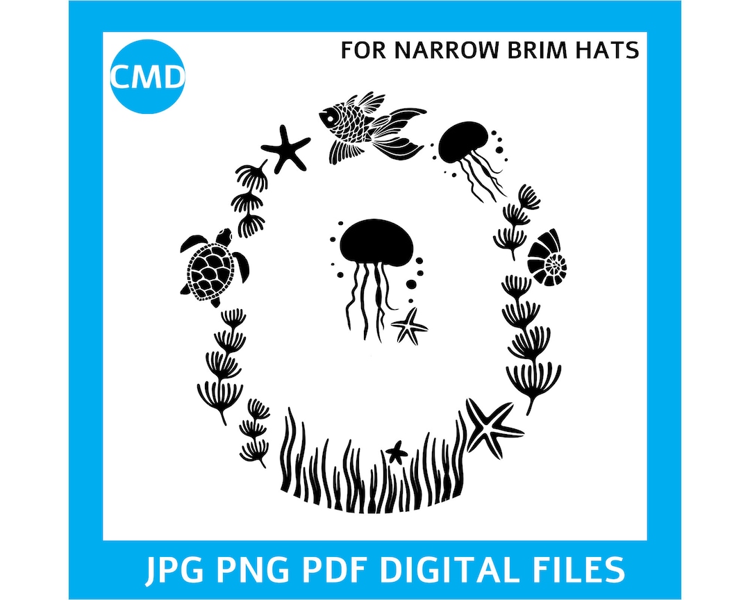 Stencils for Hat Burning, Ocean Creatures Hat Burning Pattern, Narrow ...