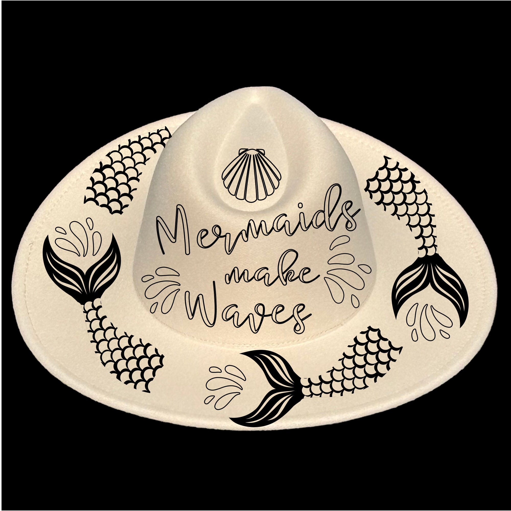Traceable, Mermaids Make Waves Hat Burning Design, Sea Shells Mermaid ...