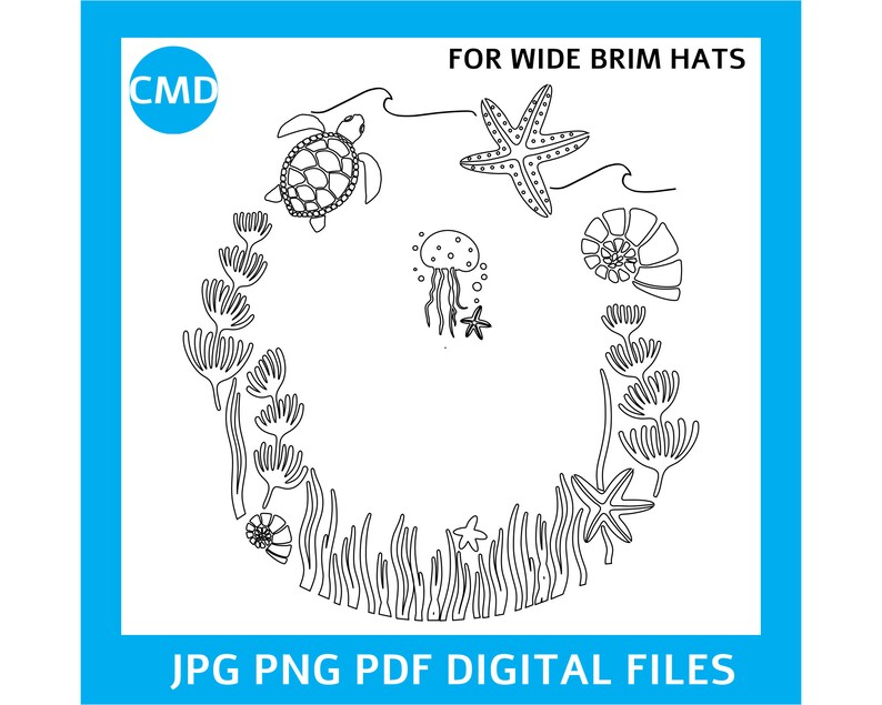 Under Sea Hat Burning Design, Ocean Theme Template, Turtle Starfish ...