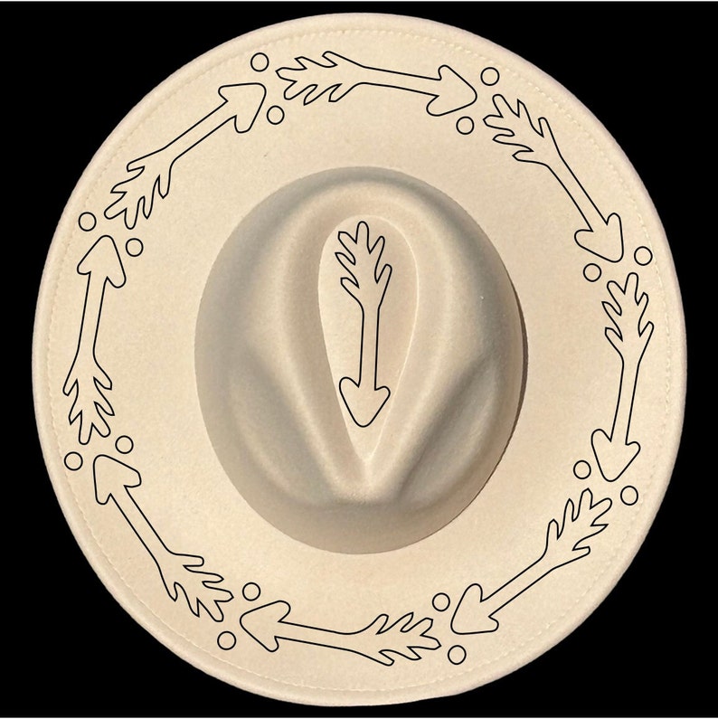 Arrow Wreath Hat Burning Design, Wide Brim Hats, Arrows Pattern, Laser ...