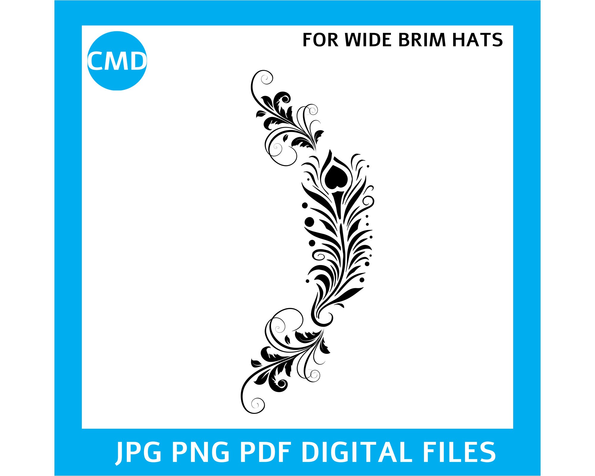 Feather Flourish Hat Burning Traceable Design, Hat Burning Tracing ...