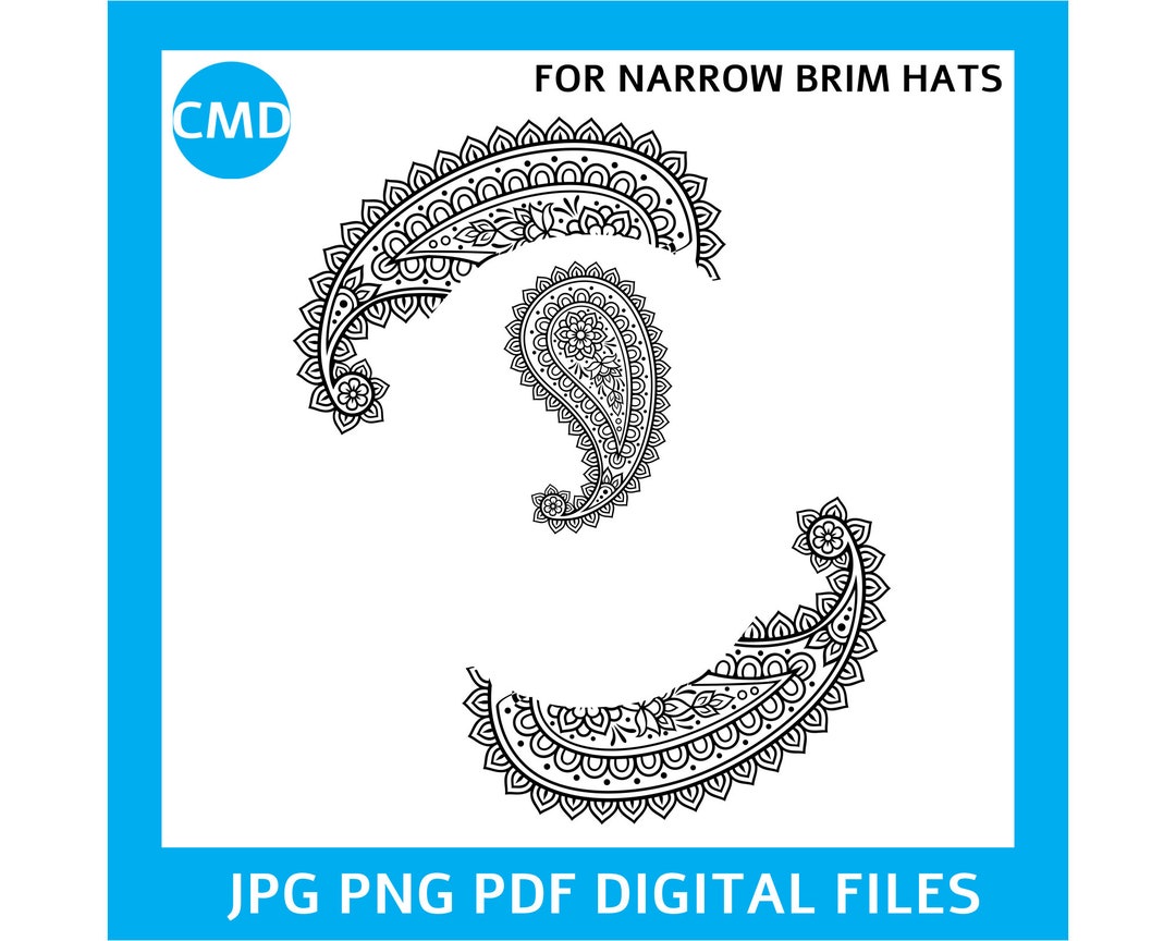 Traceable Hat Burning Design, Paisley Pattern Template, Print Trace Burn, Burn Your Narrow Brim ...