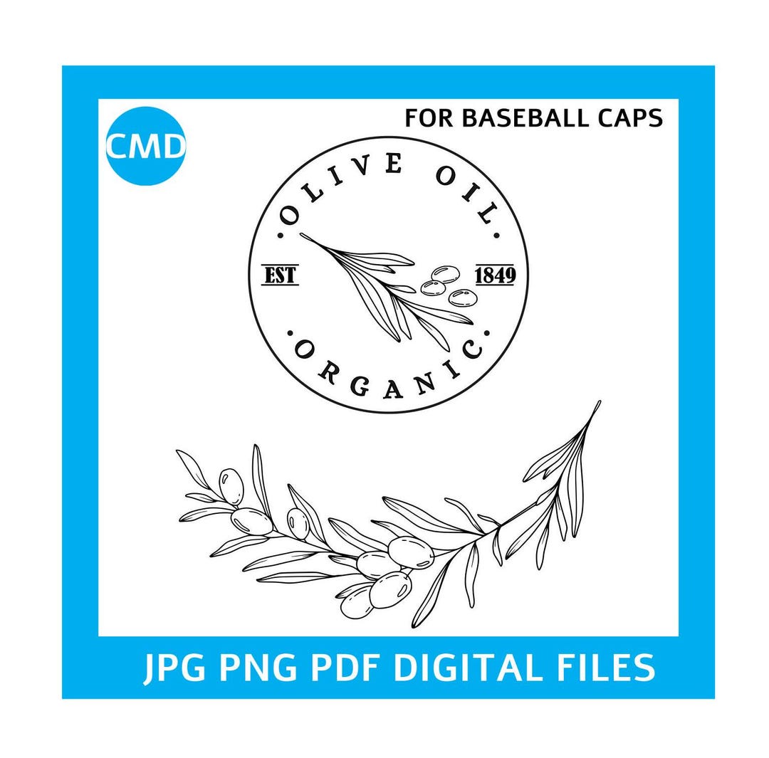 Olive Oil Baseball Hat Burning Design, Olives Branches Pattern, Ball ...