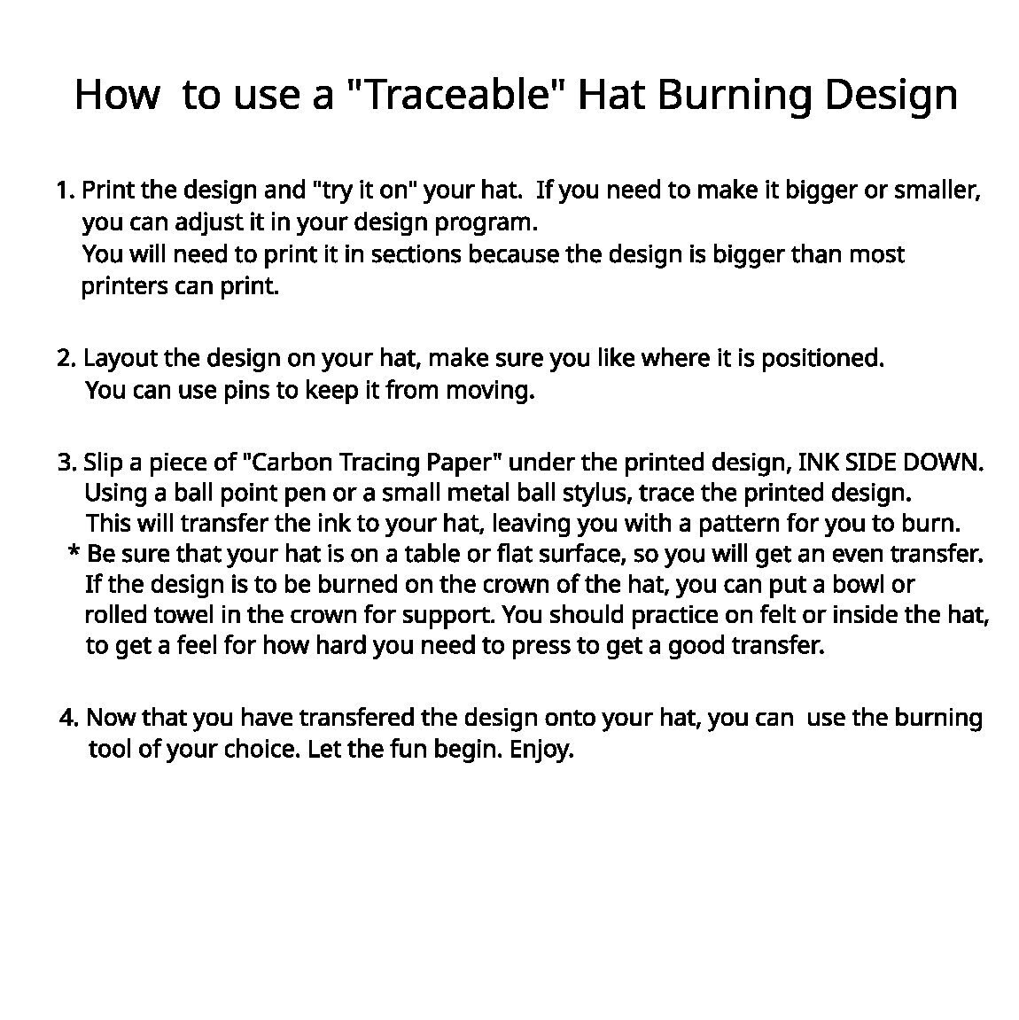 Elephant Hat Burning Design, Wide Brim Hats, DIY Traceable Pyrography ...