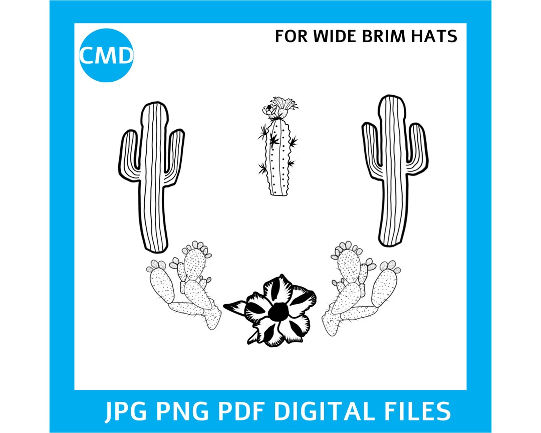 Cactus Hat Burning Design Template for Wide Brim Hats, Desert Rose ...