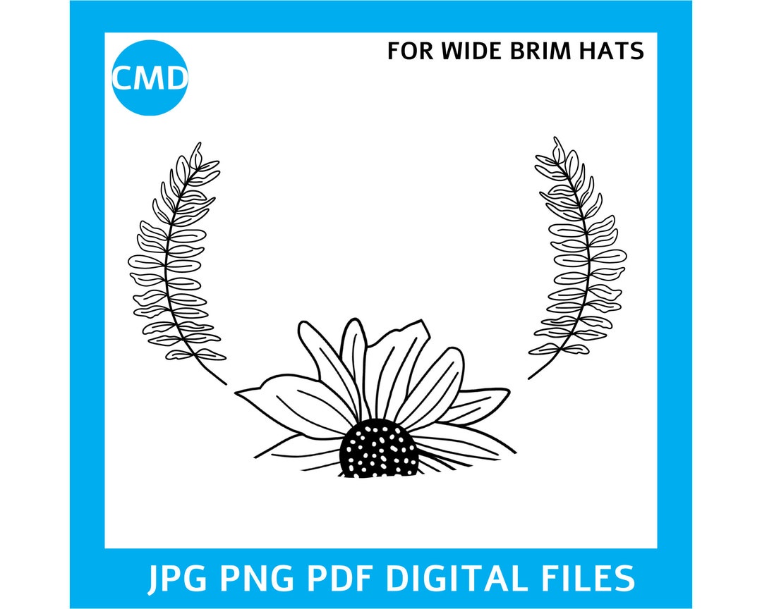 Sunflower Hat Burning Design, Floral Hat Template, Burned Hat Pattern, DIY Hat Burn, Sunflowers ...