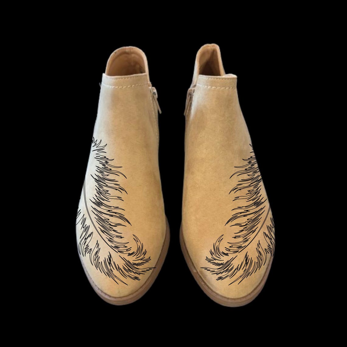 Boot Burning Pyrography Design, Feather Boho Boot Burn Pattern ...