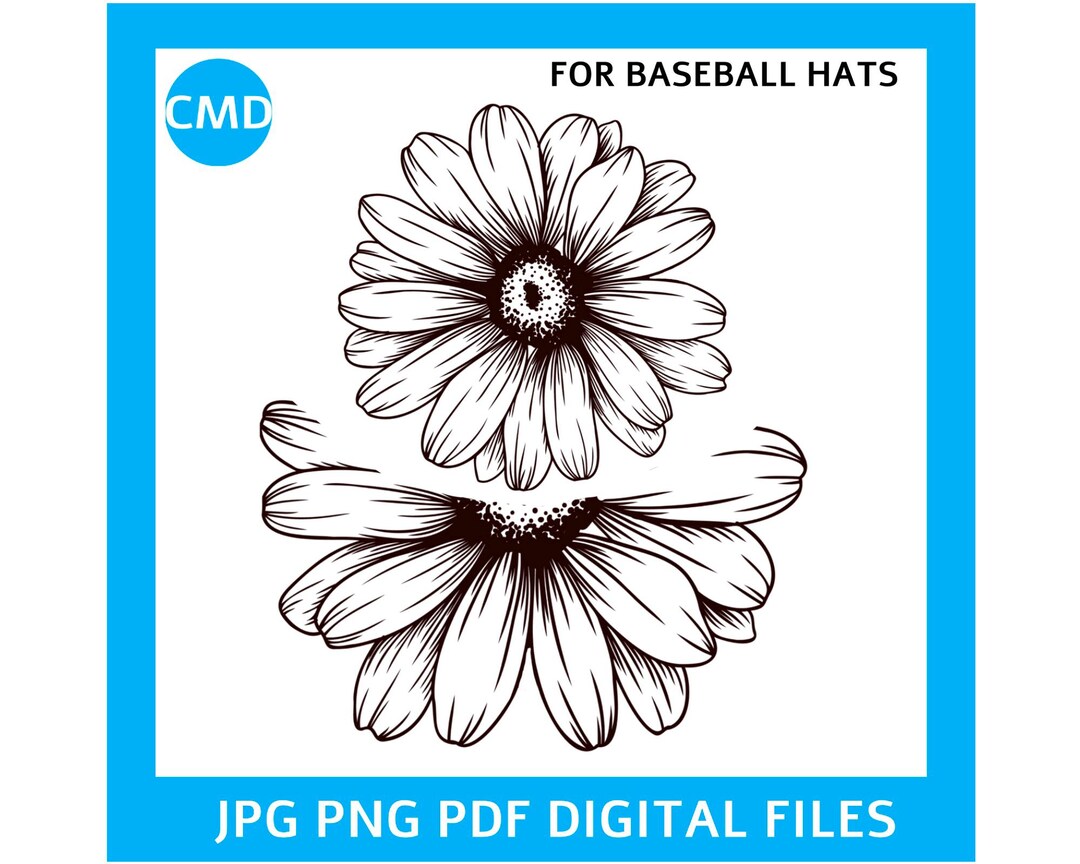 Daisies Baseball Cap Hat Burning Design, Daisy Burned Hat Template ...