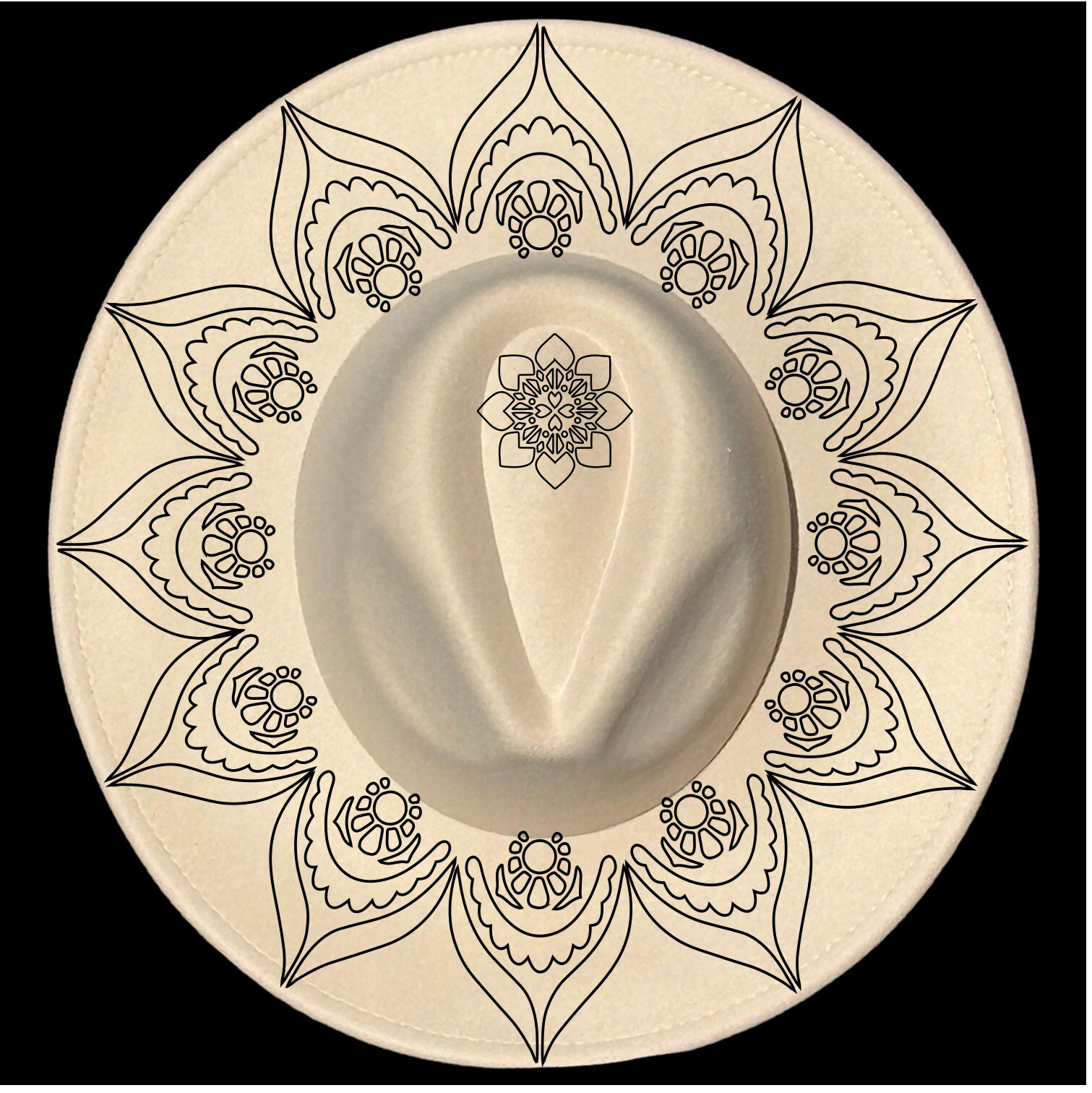 Mandala Hat Burning Design, Wide Brim Hats, Traceable Pyrography ...