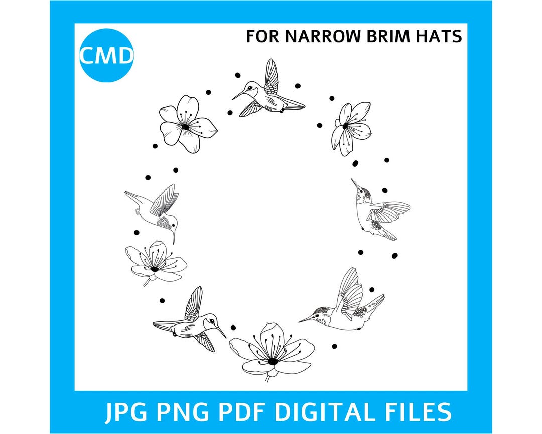 Hummingbirds and Cherry Blossoms Narrow Brim Hat Burning Design ...