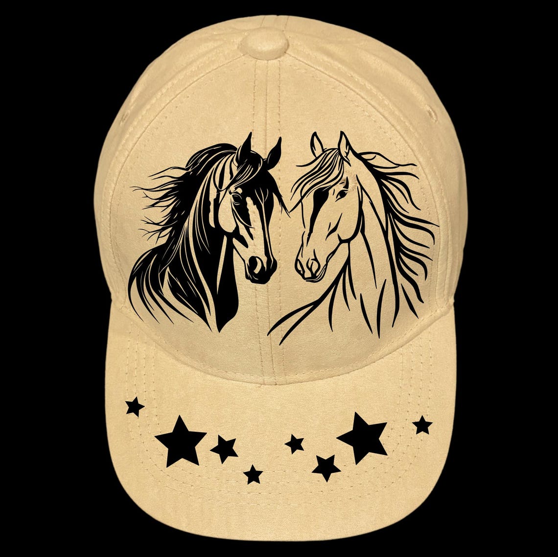 Horses and Stars Baseball Hat, Horse Ball Caps, DIY Pyrography Template ...