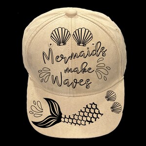 Mermaid Baseball Hat Burning Design, Seashell Pattern, Mermaids Make ...