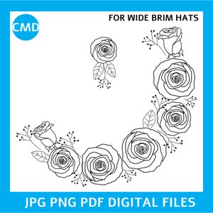 Bridal Rose Hat Burning Design, Flowers and Buds Template, Floral Roses Pyrography Pattern for ...