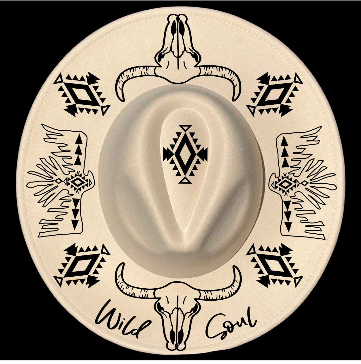 Western Hat Burning Design, Thunderbird, Cow Skull, Traceable Hat ...