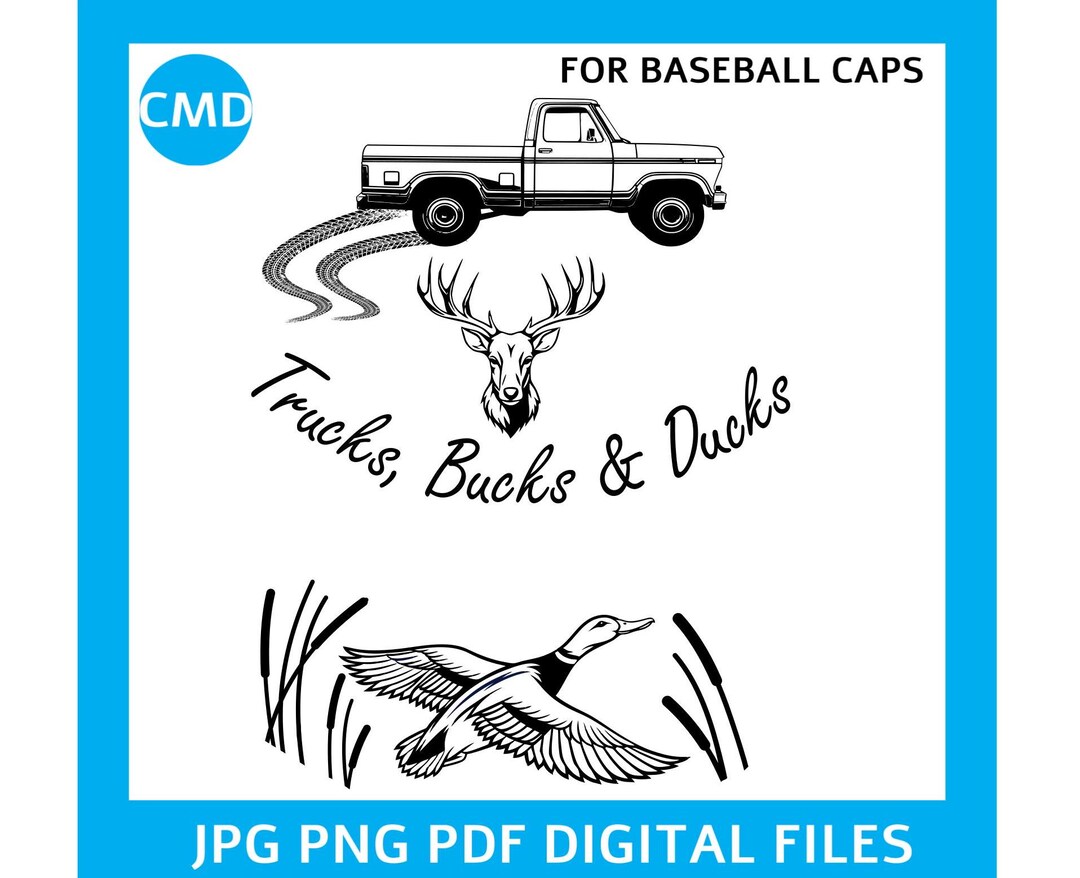 Trucks Bucks Ducks Baseball Hat Burning Design, Hunter Pattern, Ball ...