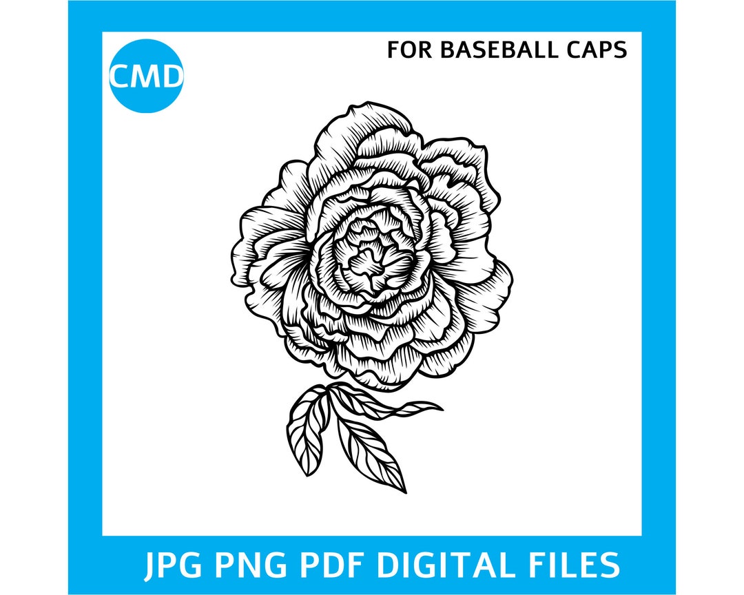 Giant Peony Baseball Hat Burning Design, Large Floral Patterns, Garden ...