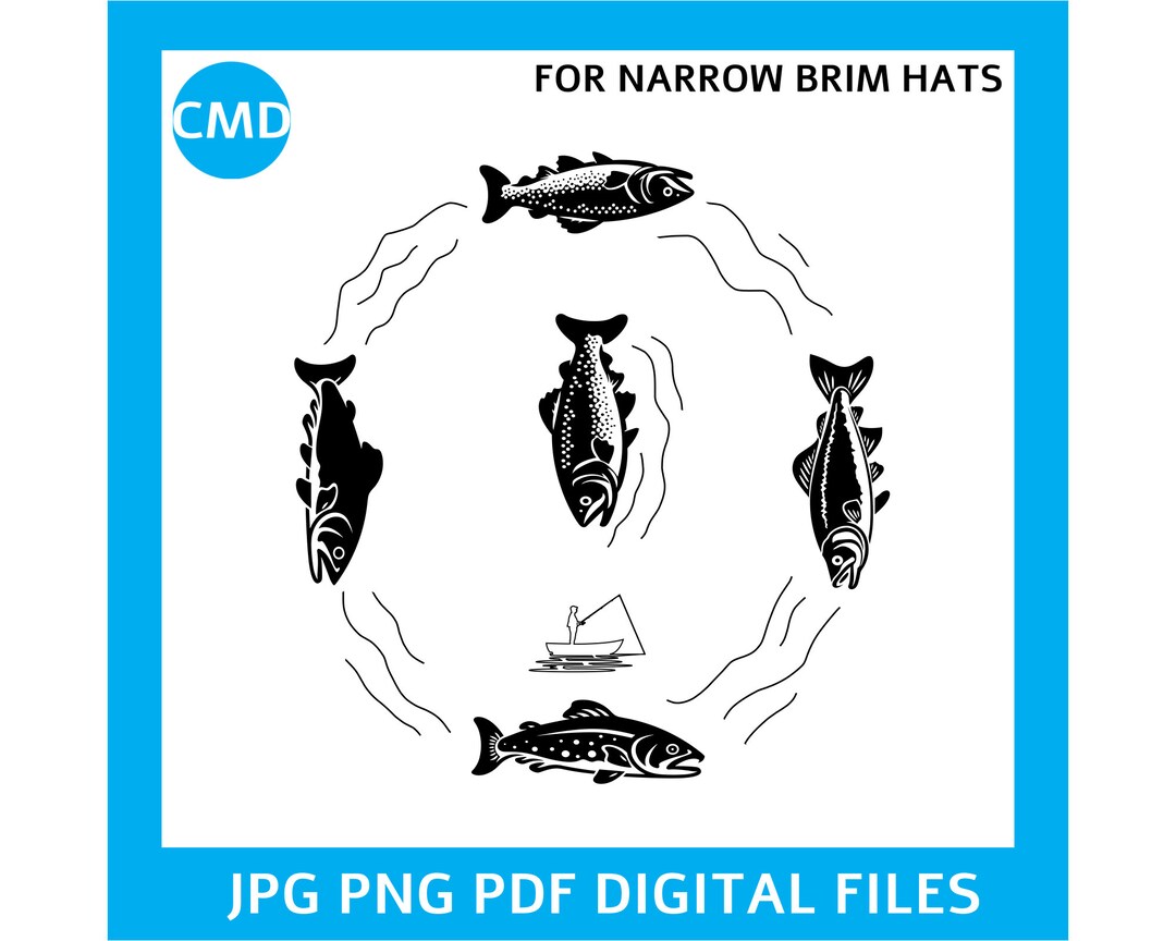 Traceable Hat Burning Design, Salmon Fish Fishing Print Trace and Burn ...