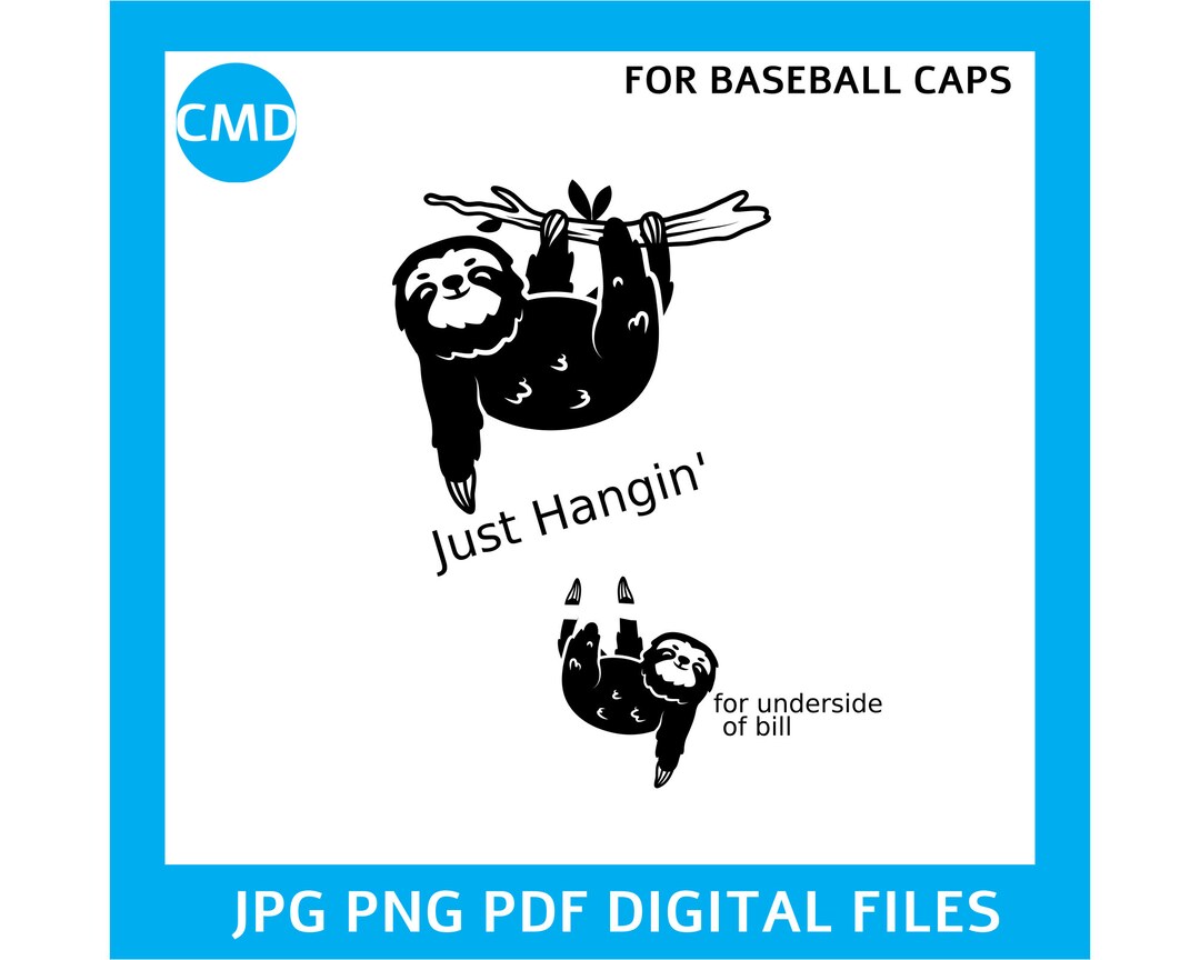 Sloth Hanging Out Baseball Hat Burning Design, Baby Sloth Pattern, Wrap ...