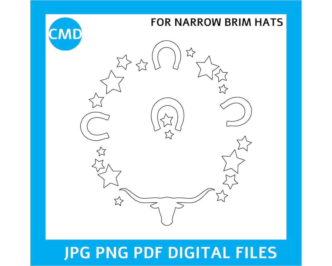 Longhorn and Stars Hat Burning Design, Western Style Pyrography ...